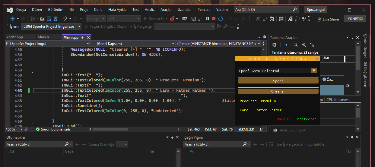 Spoofer Project İmgui | Lara - Katmer Katmer | CheatGlobal